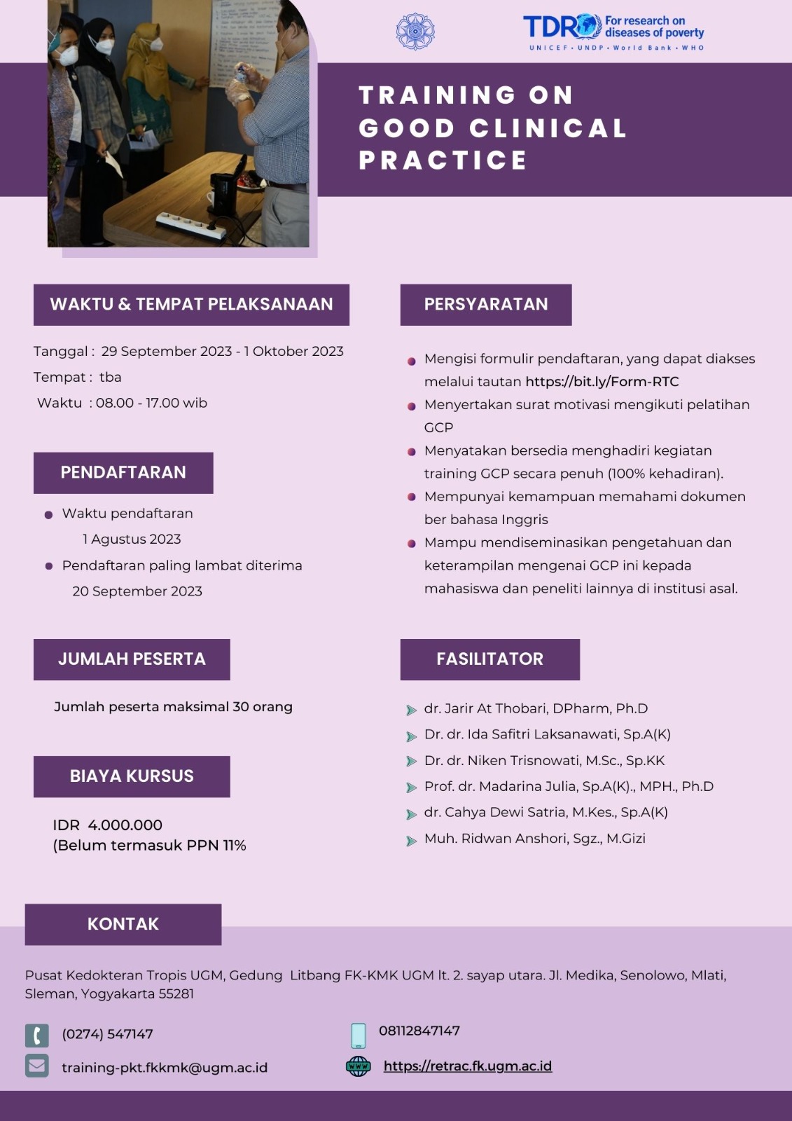TRAINING ON GOOD CLINICAL PRACTICE – Southeast Asia Regional Training ...