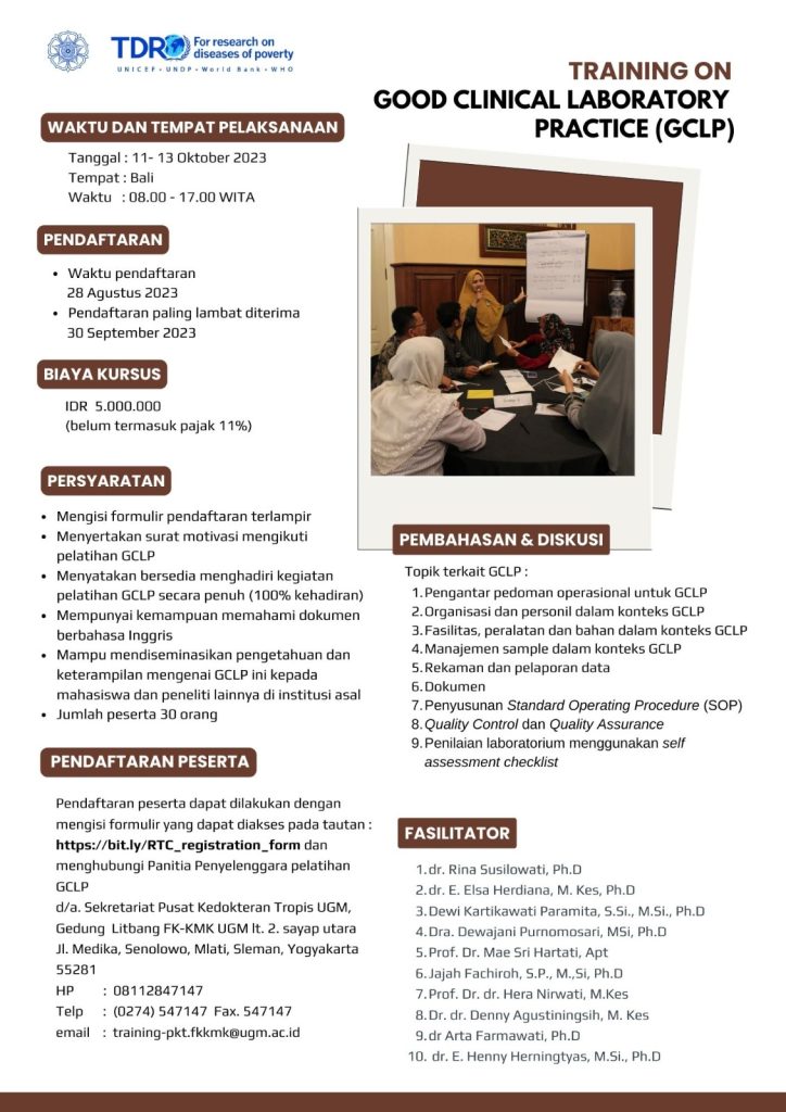 CALL FOR APPLICATION TO PARTICIPATE IN THE COURSE ON GOOD CLINICAL ...